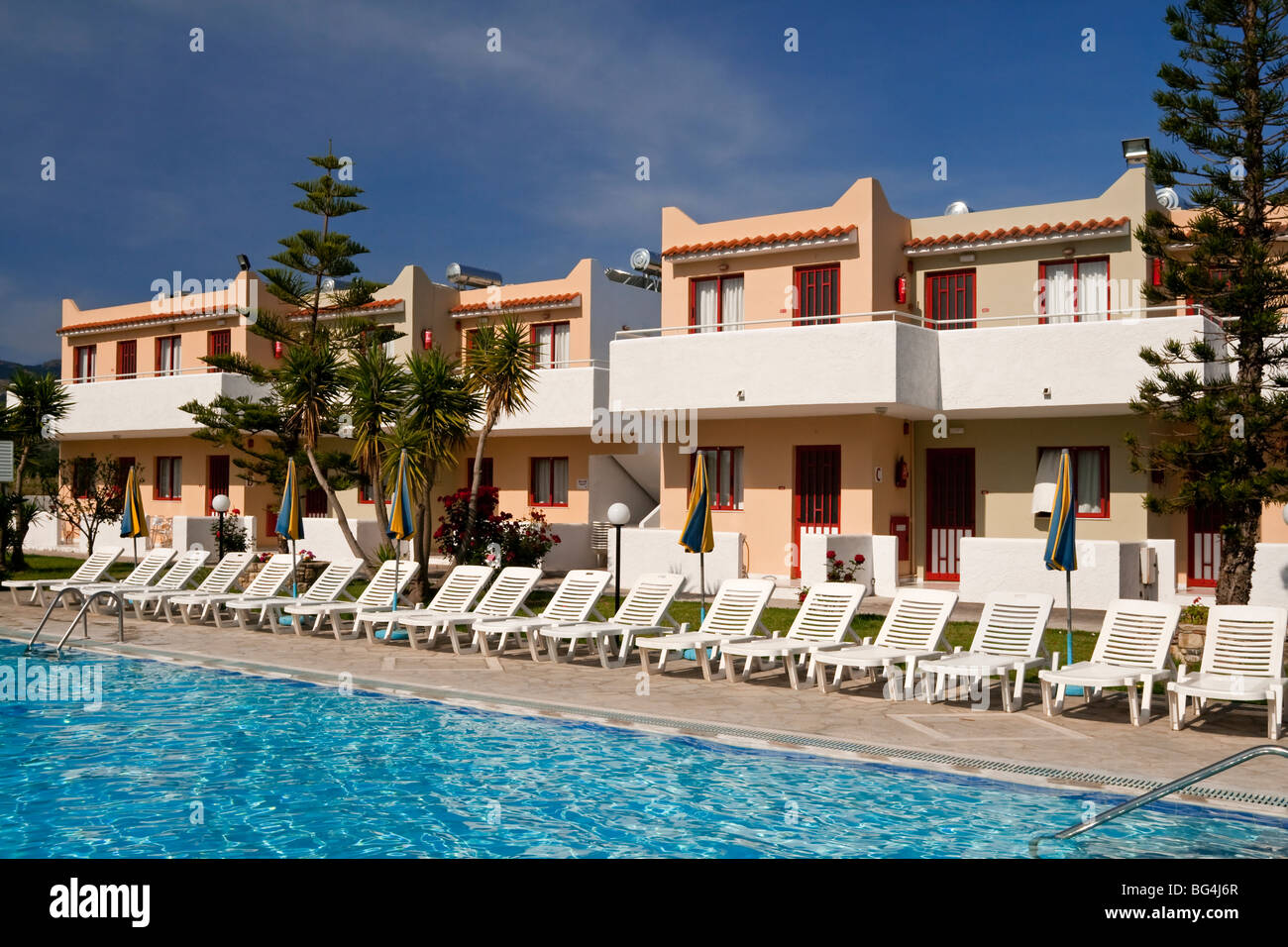 Holiday apartments and swimming pool on the Greek Island of Kos in the ...