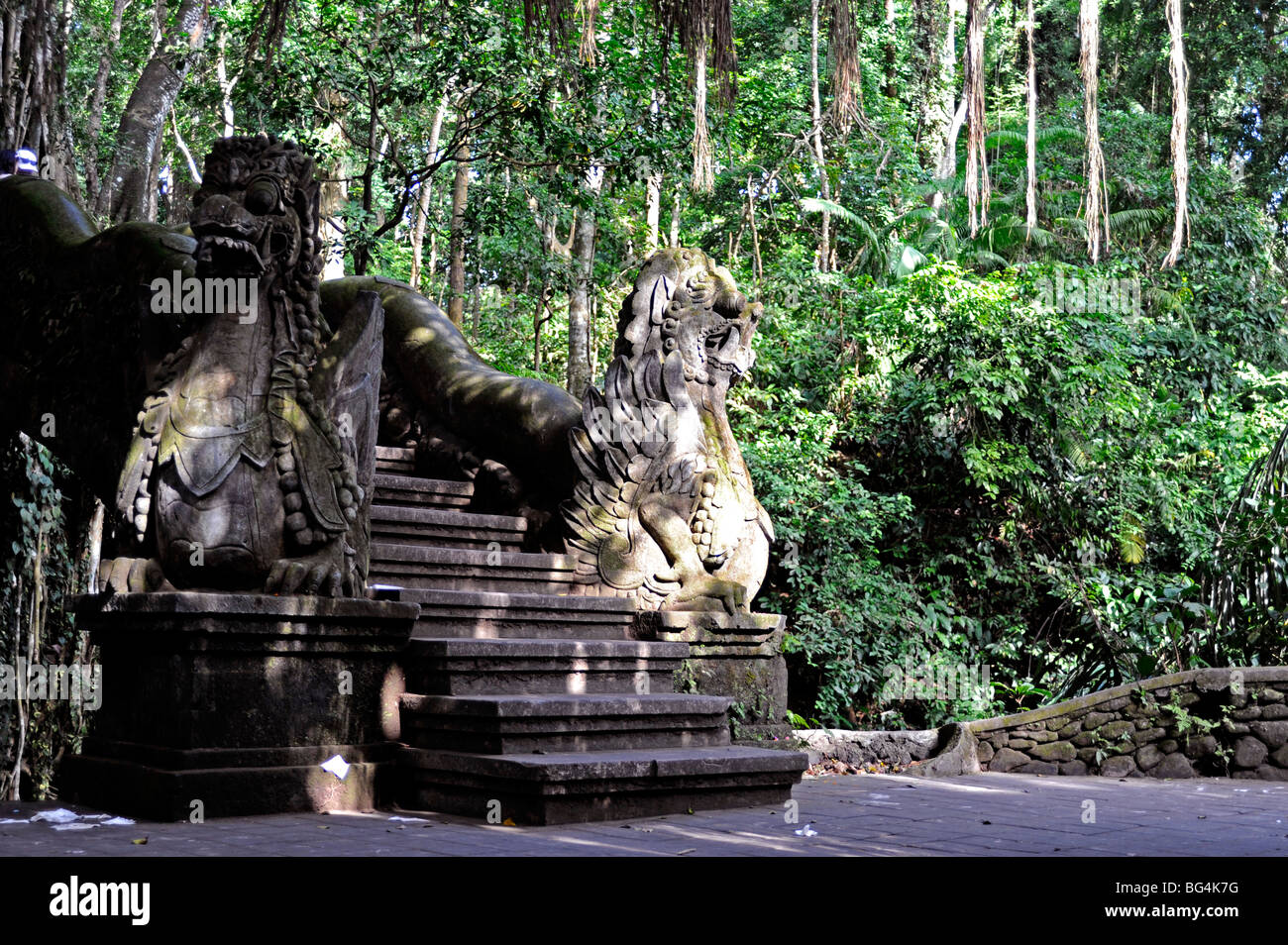 Statue in the Sacred Monkey Sanctuary forest in Ubud, Bali, Indonesia ...