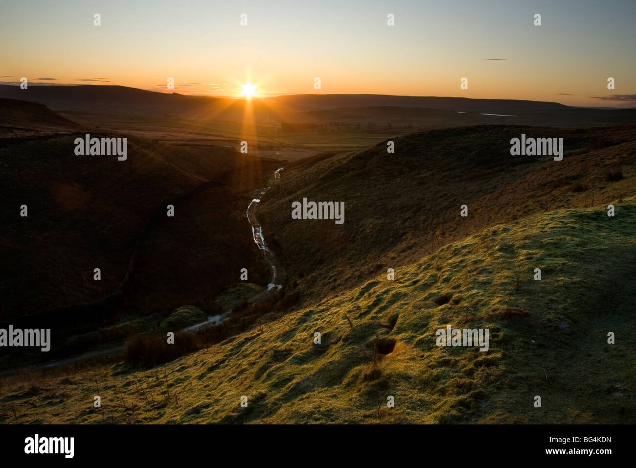 The sun rises over Embsay Moor in the Yorkshire Dales, North Yorkshire ...