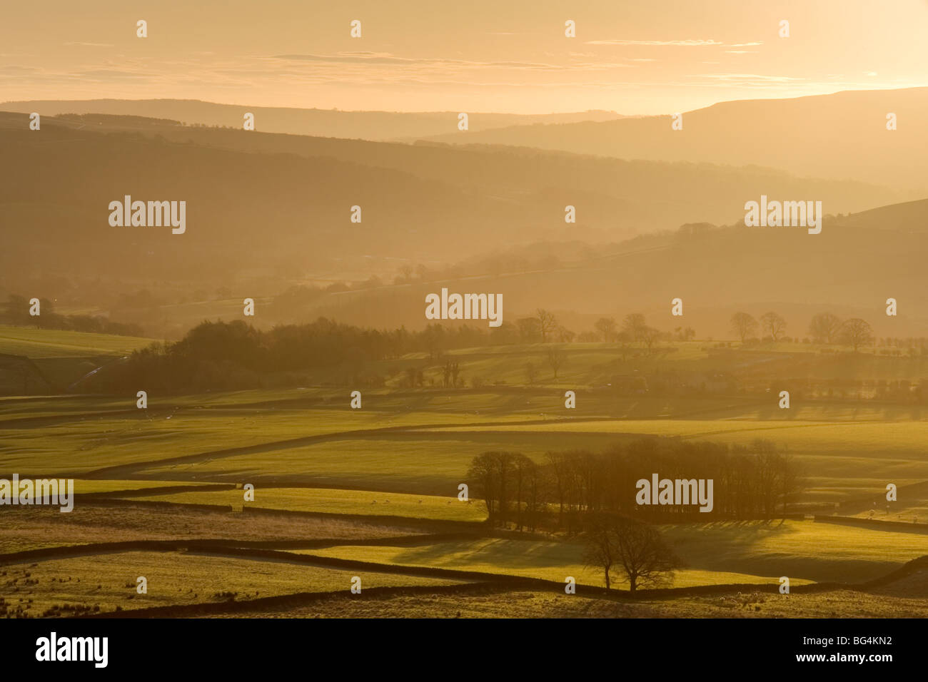 The view from Embsay Moor, in North Yorkshire, looking towards Ilkley ...