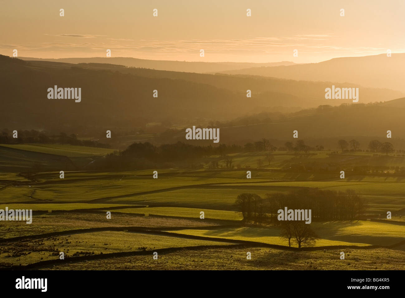 The view from Embsay Moor, in North Yorkshire, looking towards Ilkley ...