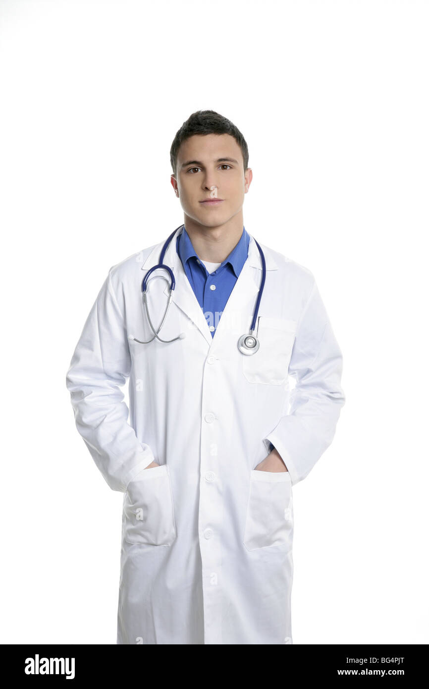 Young handsome professional student doctor isolated on white Stock ...