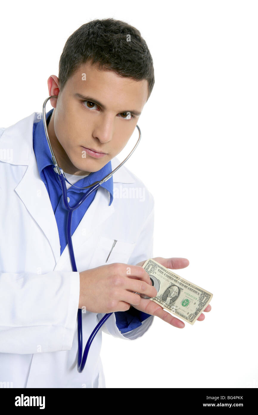 Doctor taking care of dollar note health with stethoscope Stock Photo ...