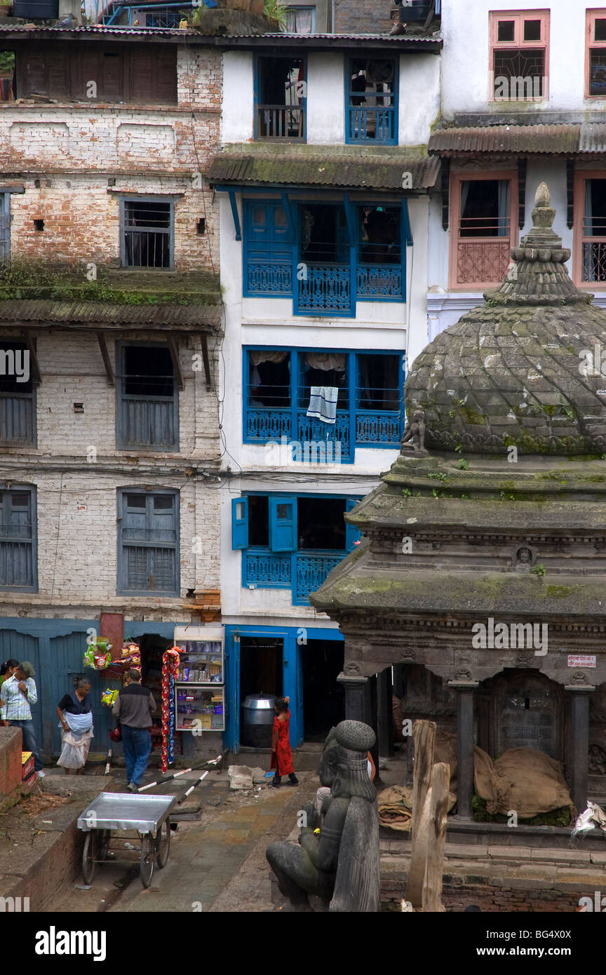 Modern buildings beside the old temple near Durbar Square, Kathmandu ...