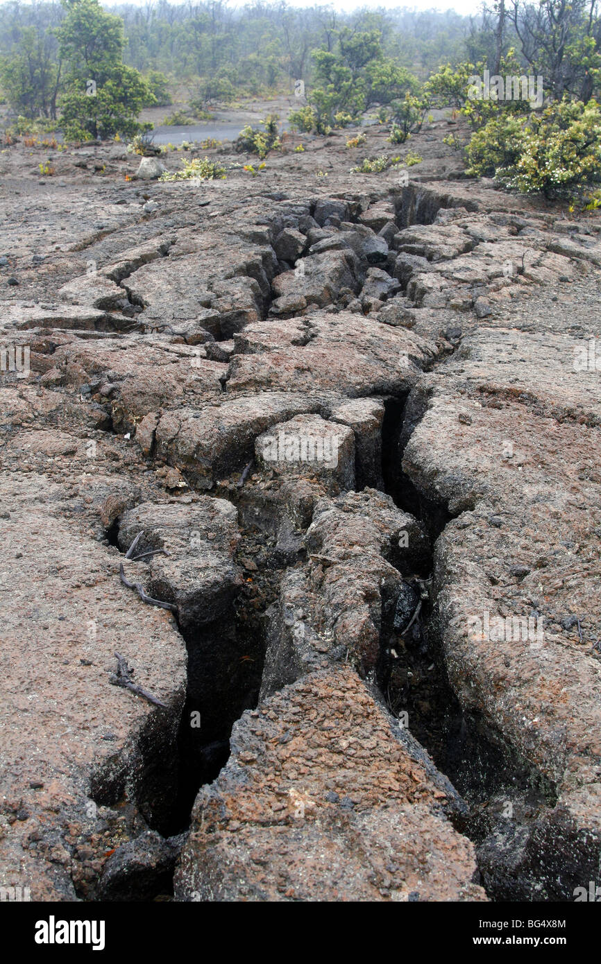 Deep ground crack, Ka'u Desert Stock Photo - Alamy