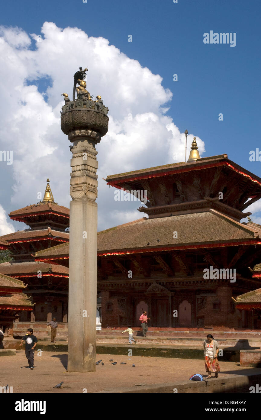 King Pratap Malla's column in front of the Jagannath Temple at the ...