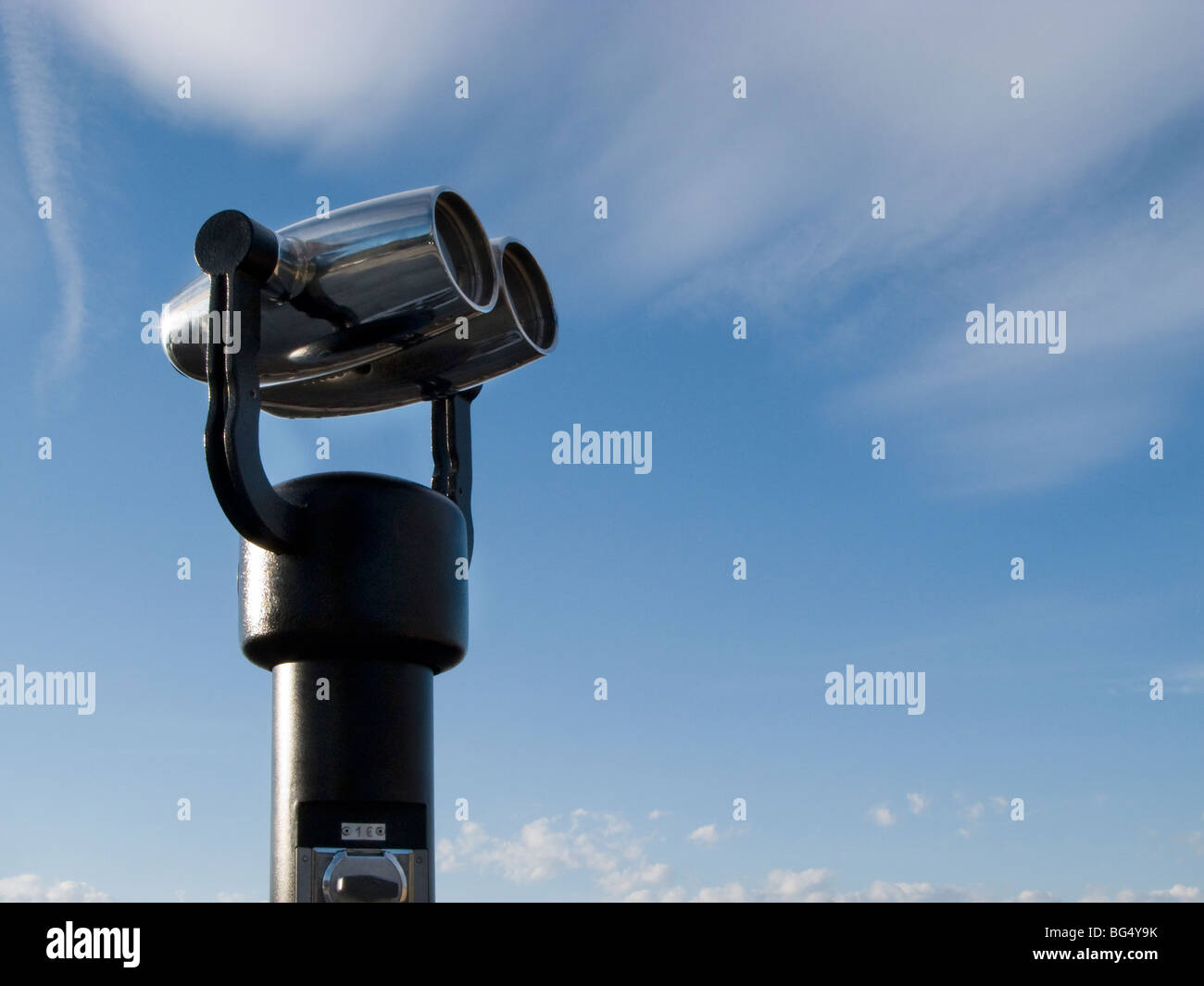 binocular telescope view of the sky blue silver look far Stock Photo ...