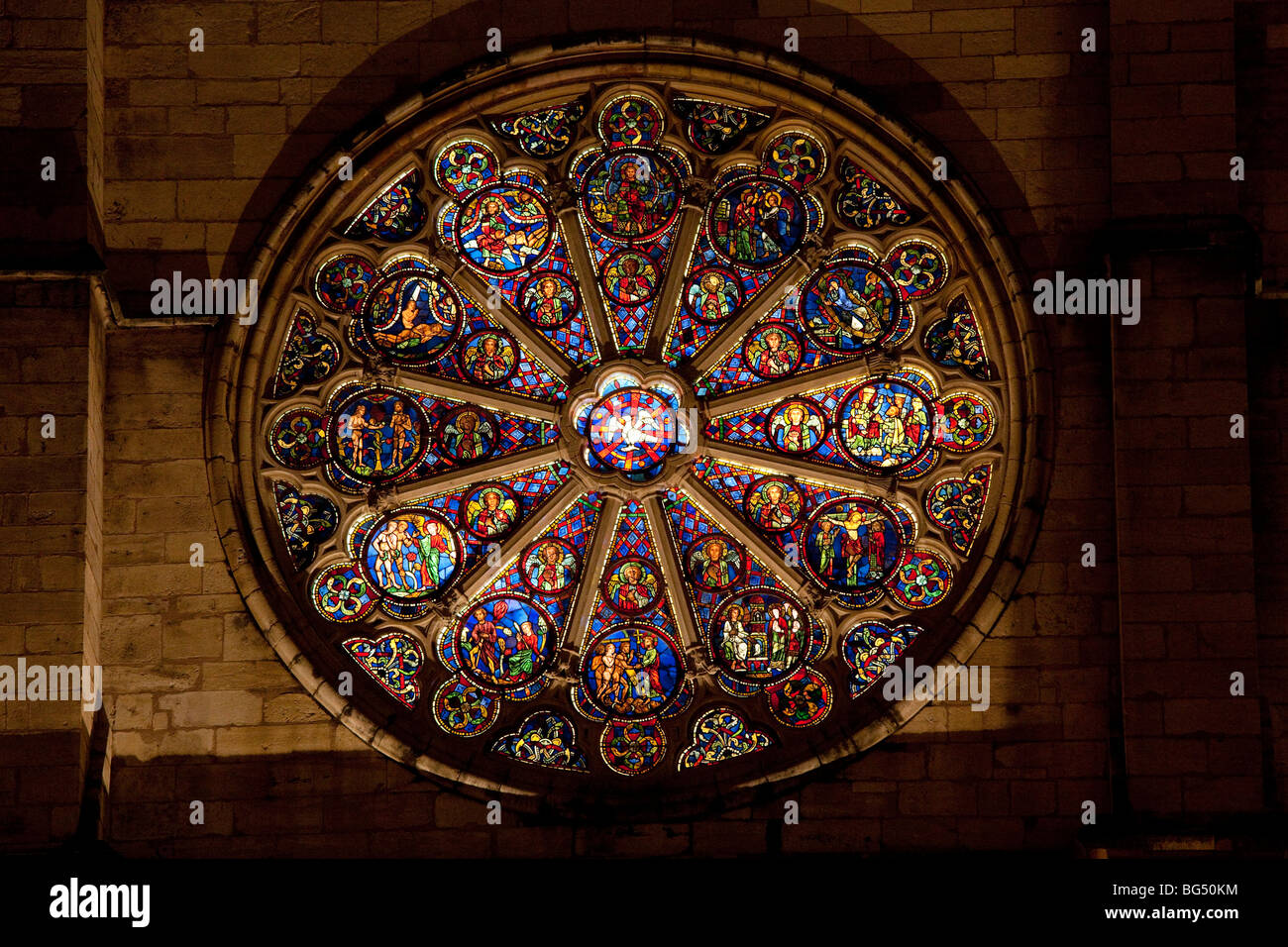 South Rose-window of the Cathedral Saint-Jean during the Festival of ...
