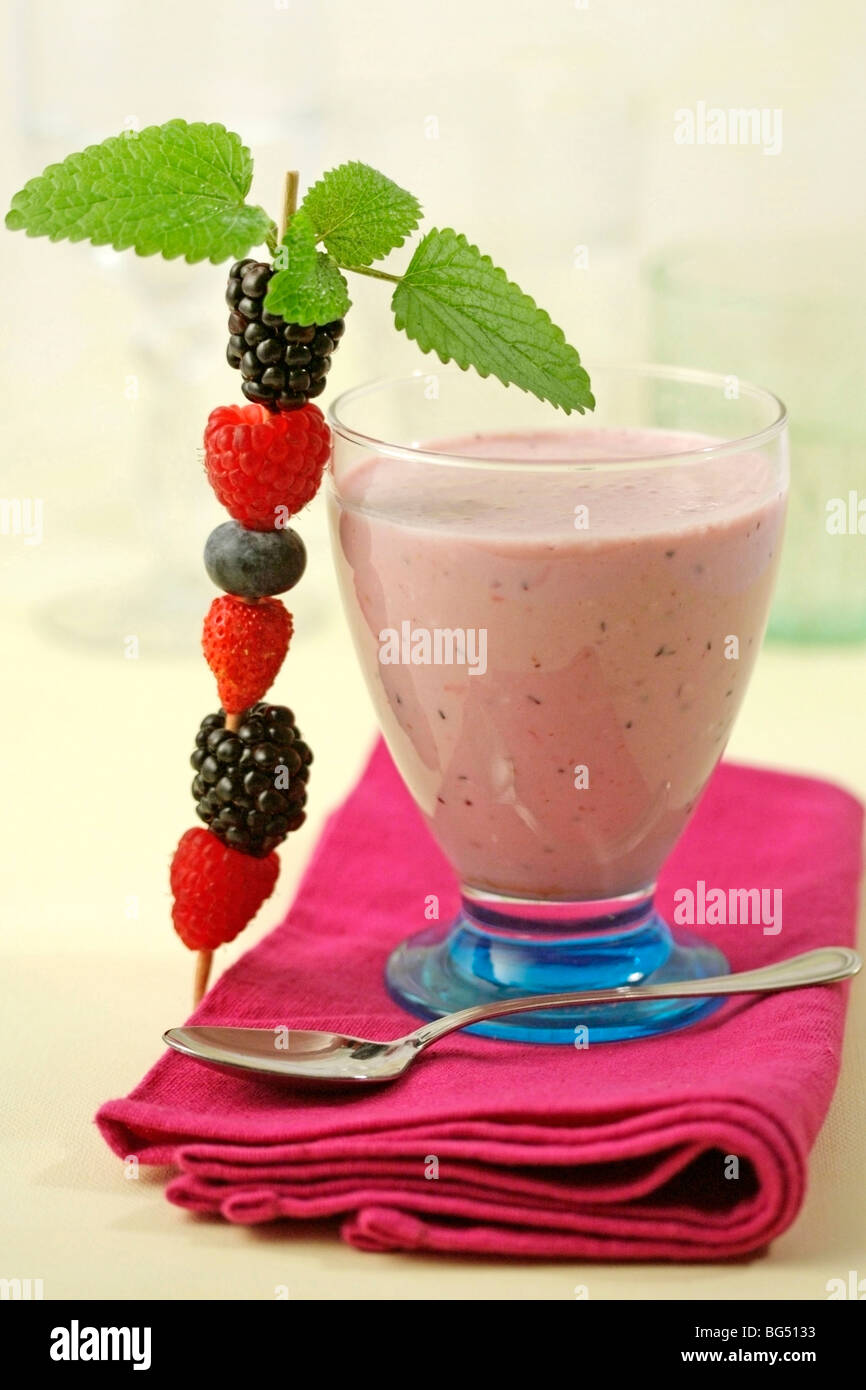 Berries milkshake. Recipe available Stock Photo - Alamy