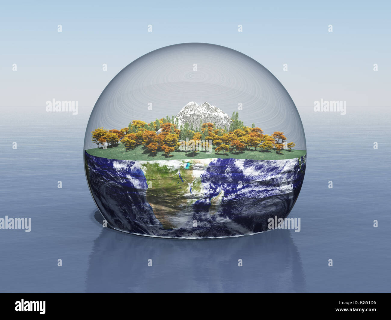 3d render of a landscape enclosed in a sphere around earth Stock Photo ...