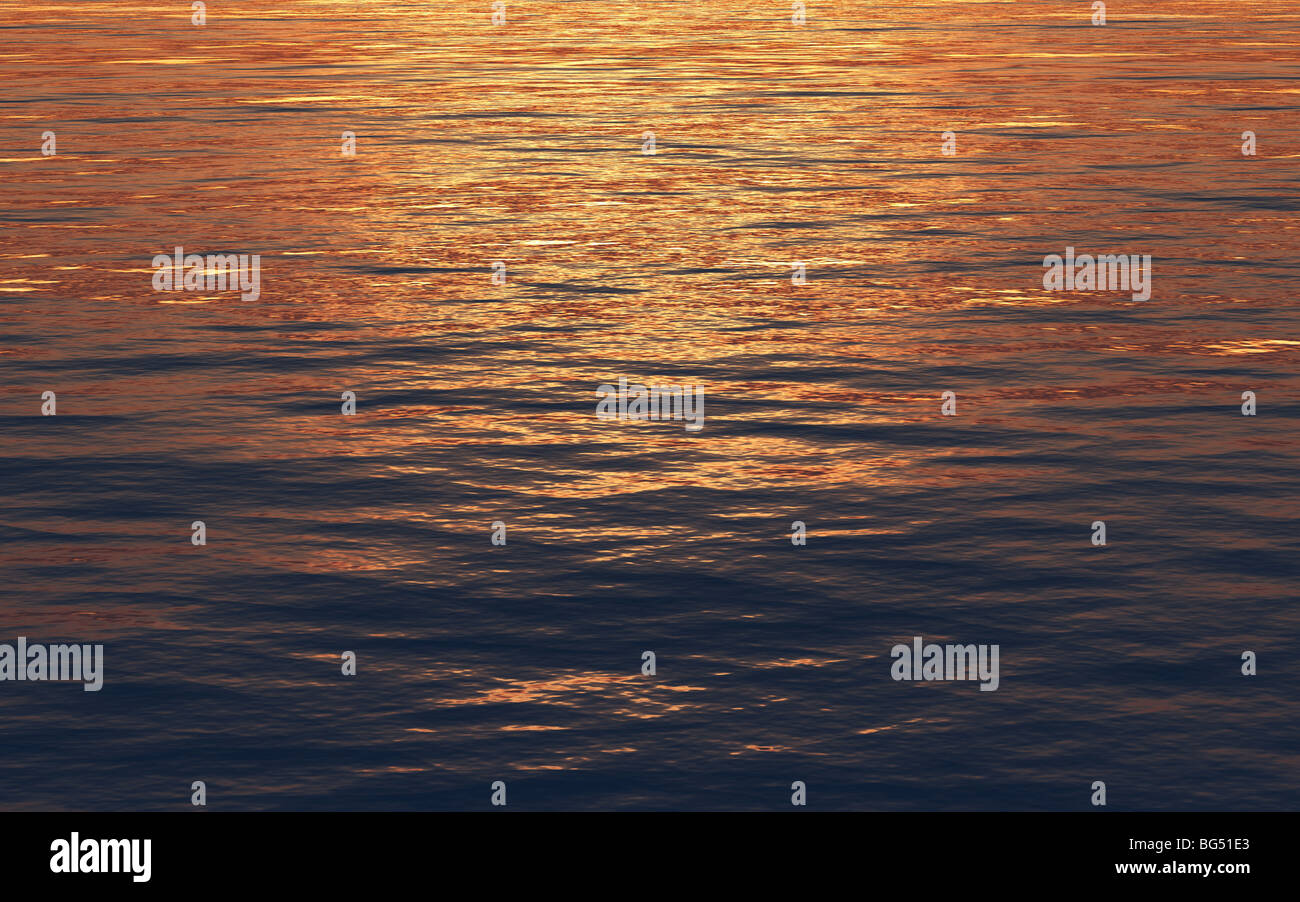 digital render of a sunset reflection in the sea Stock Photo - Alamy