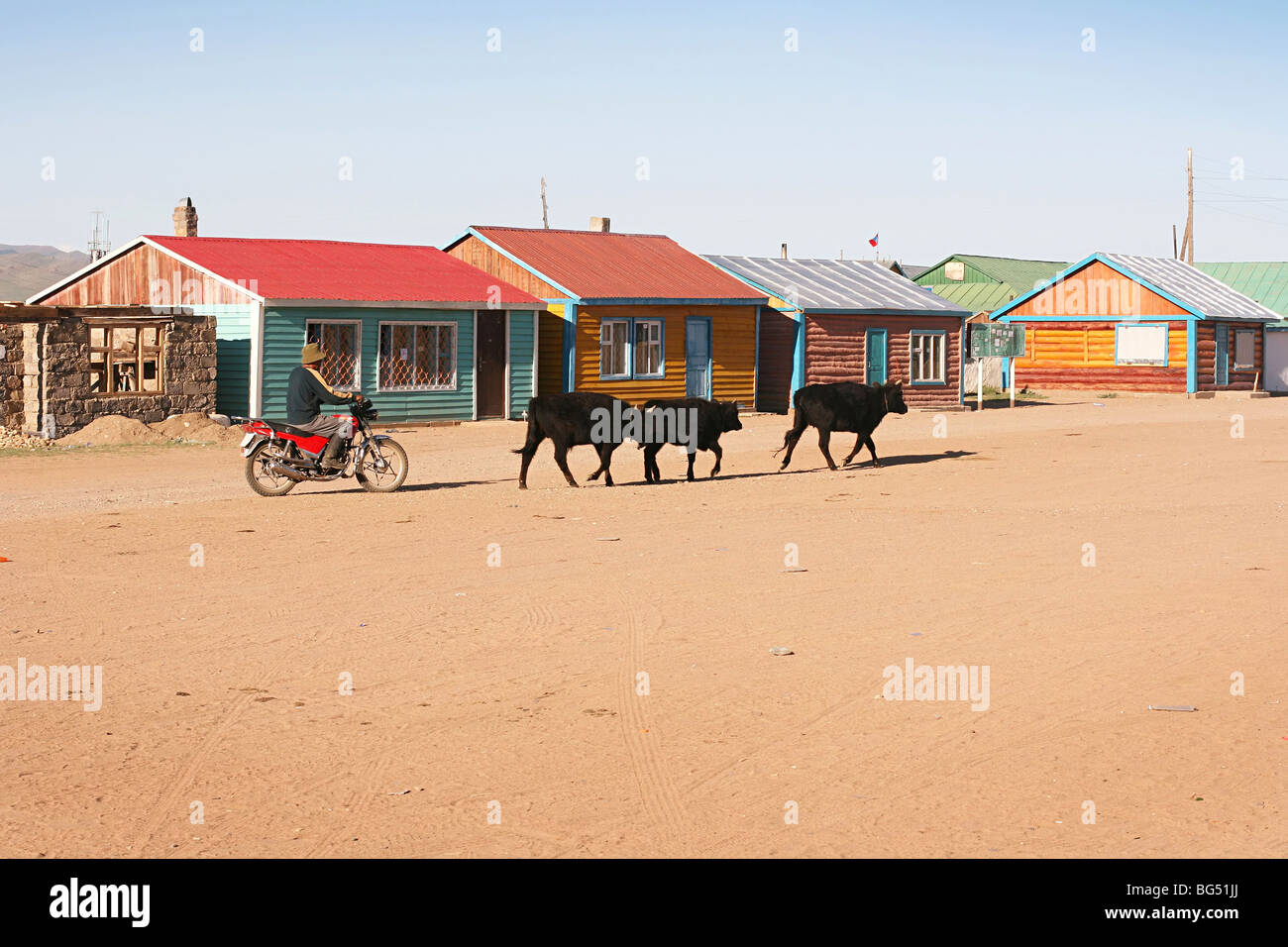 Traditional mongolian village in the sunshine day Stock Photo - Alamy