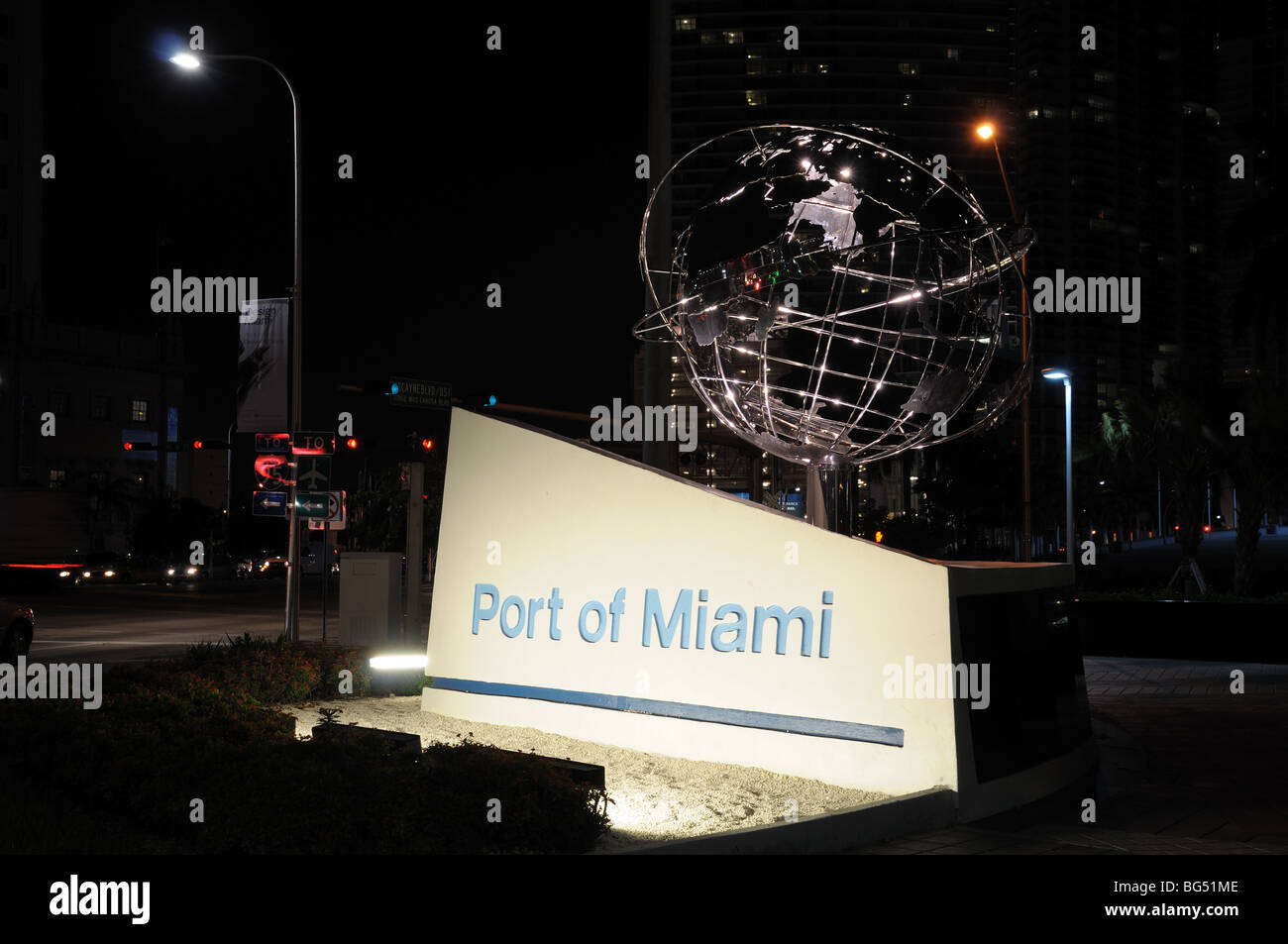 Port of Miami at night, Florida USA Stock Photo - Alamy