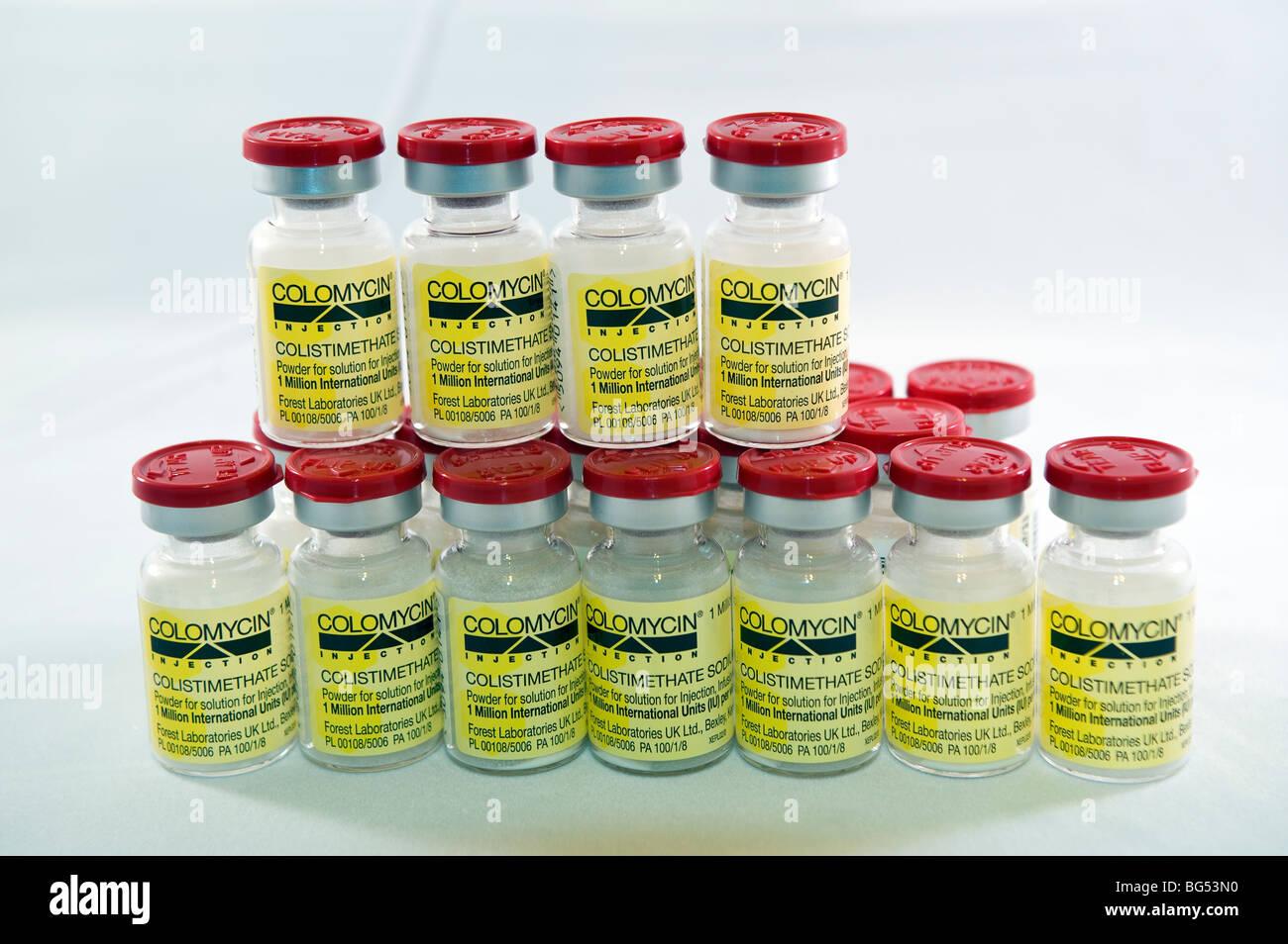 Colomycin antibiotic containers Stock Photo - Alamy