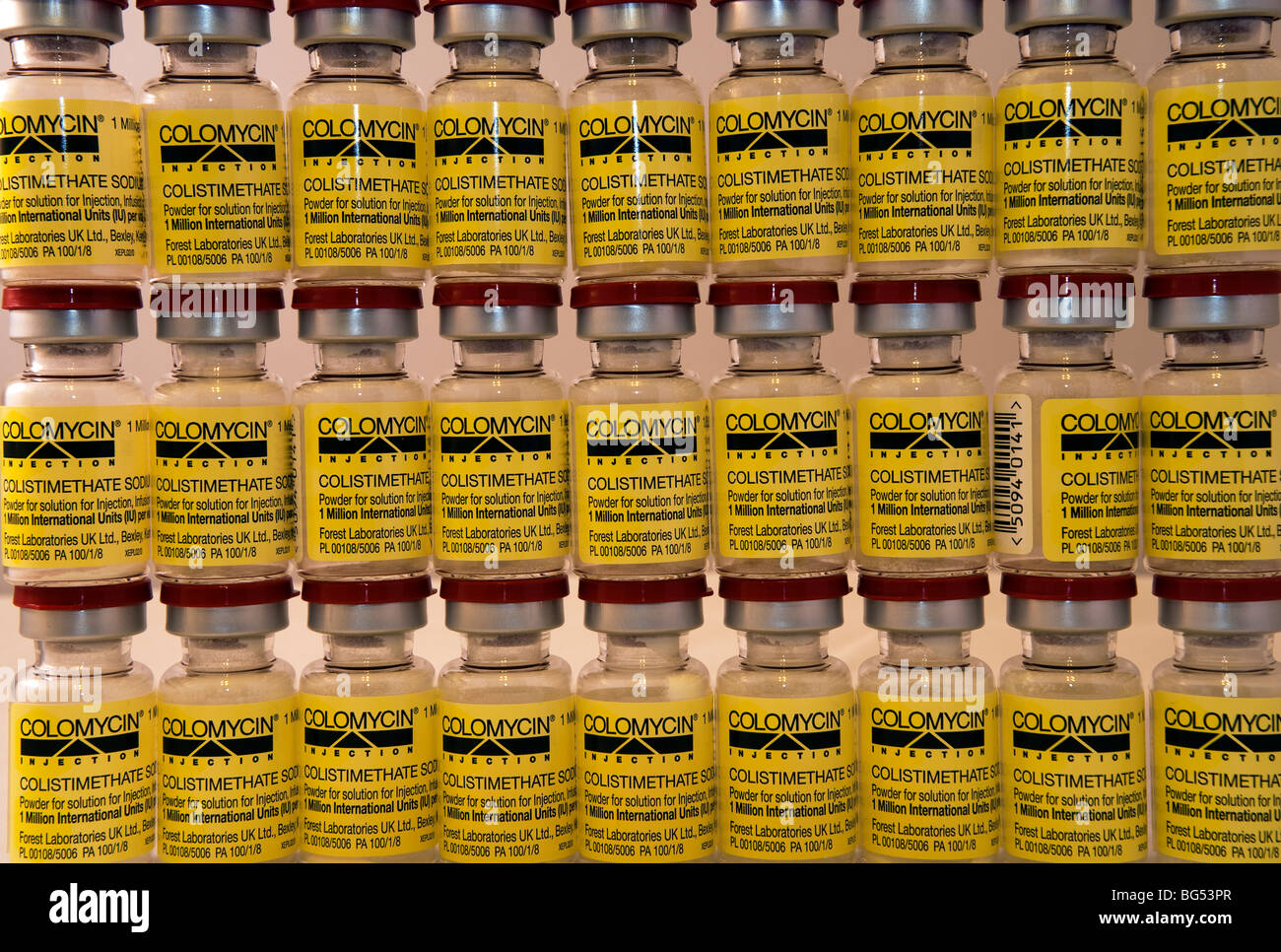 Colomycin antibiotic containers Stock Photo - Alamy