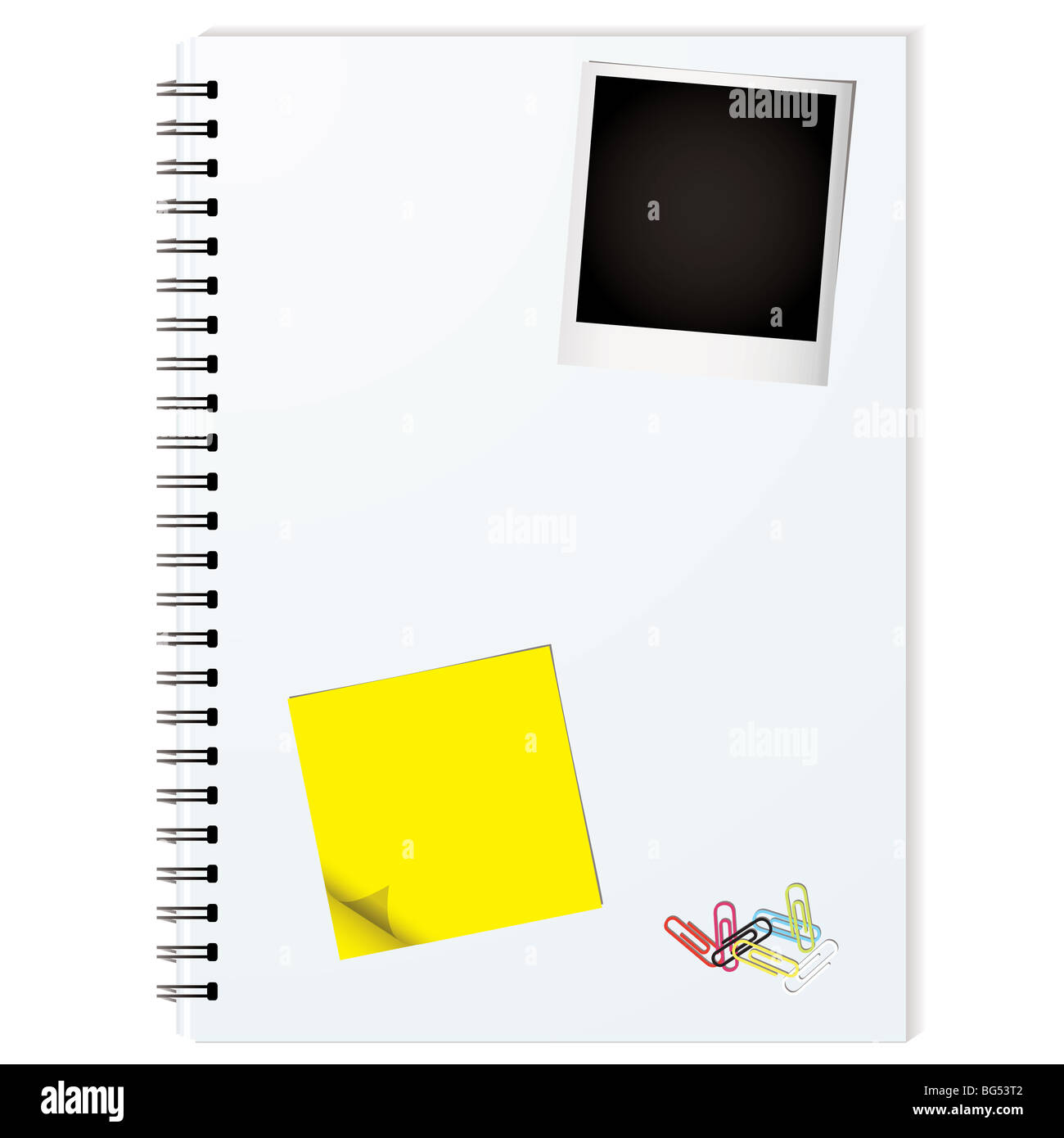 Business writing pad with instant photograph and paper clips Stock ...