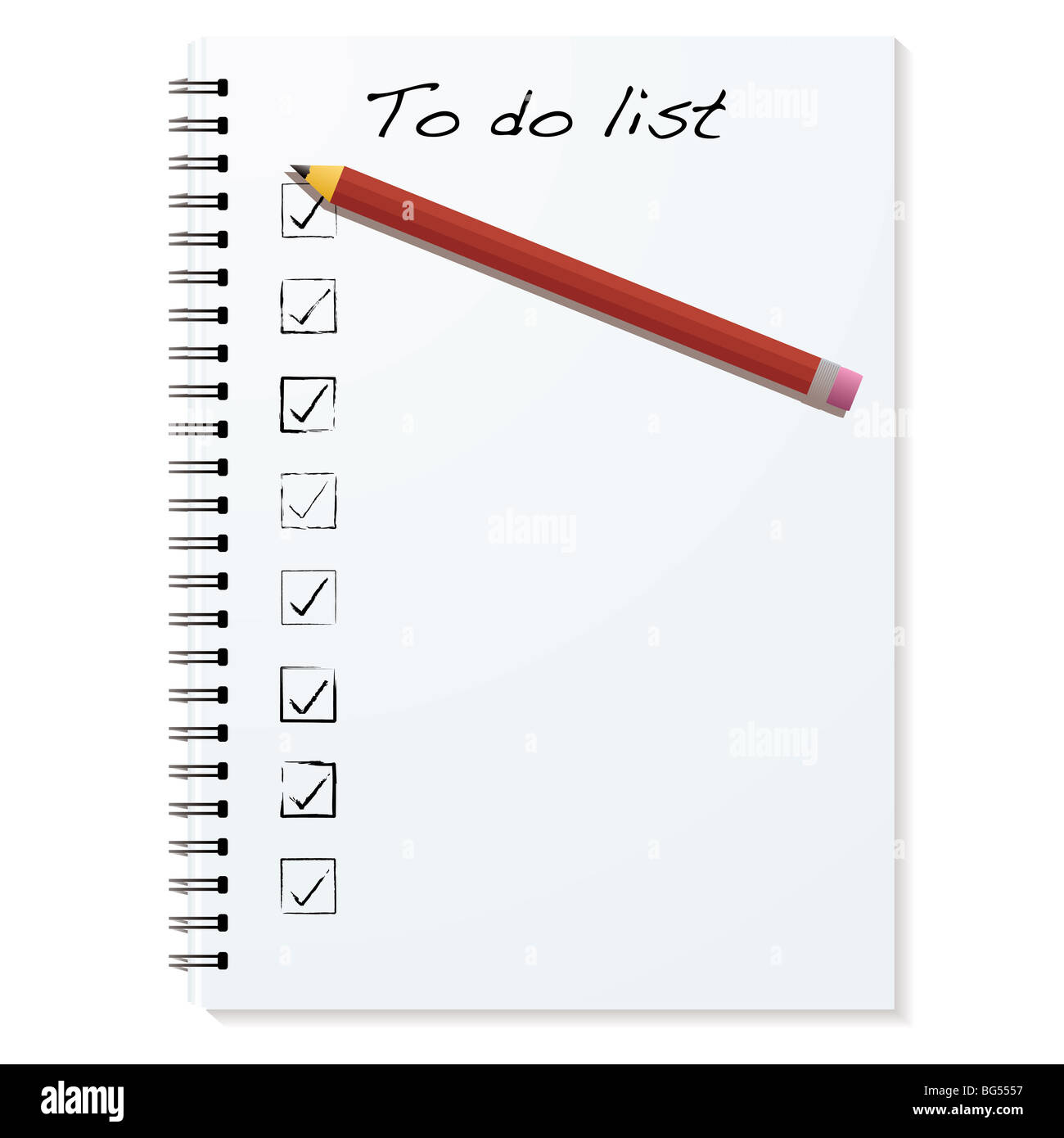 white paper writing pad with metal ring binder and to do list Stock ...