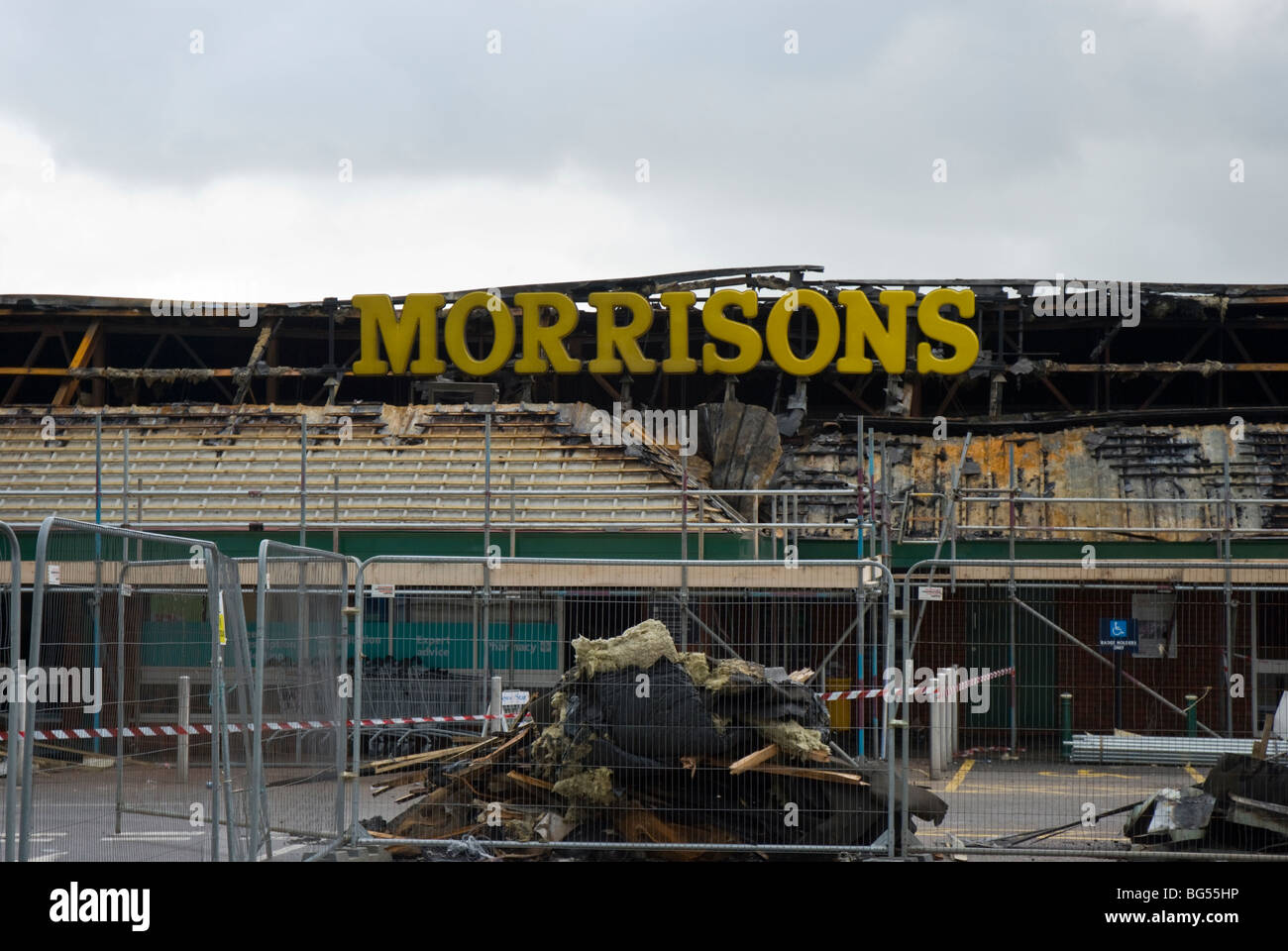 Front of burnt out Morrisons supermarket in Penrith after a major fire ...