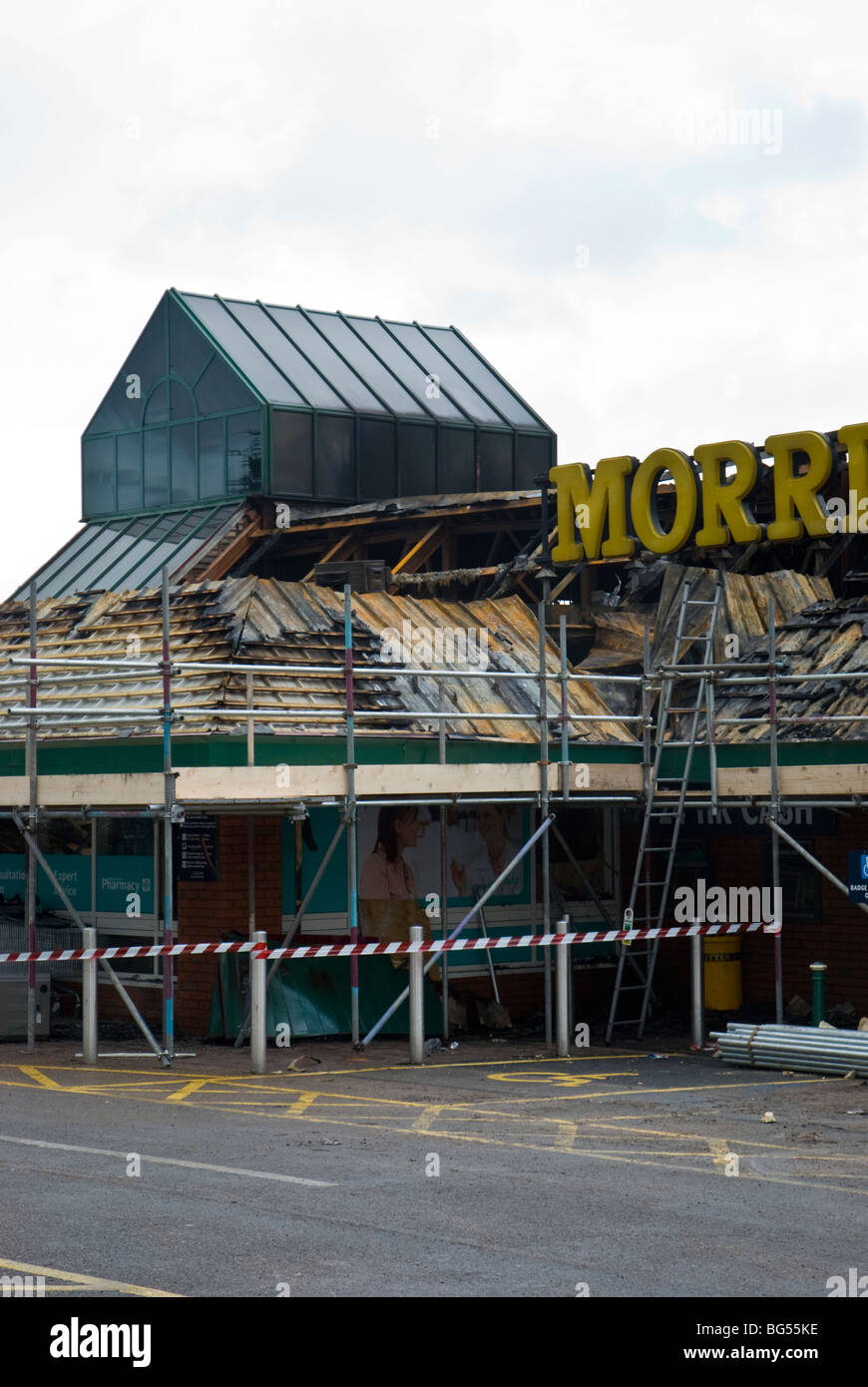 Front of burnt out Morrisons supermarket in Penrith after a major fire ...