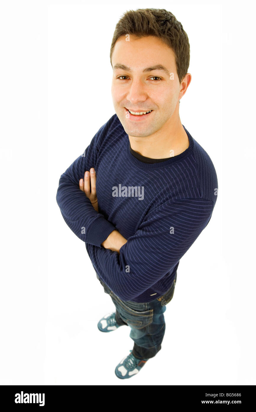 young casual man full body in a white background Stock Photo - Alamy