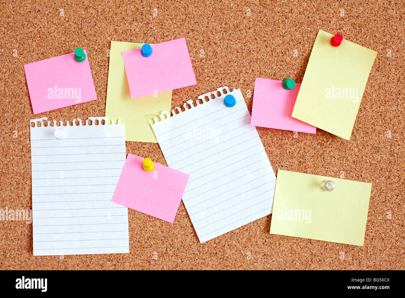 blank paper notes on cork board Stock Photo - Alamy