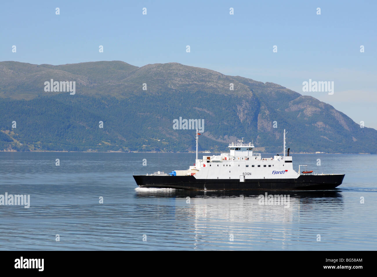 Norwegian Ferry on a fjord travelling to Molde Stock Photo - Alamy