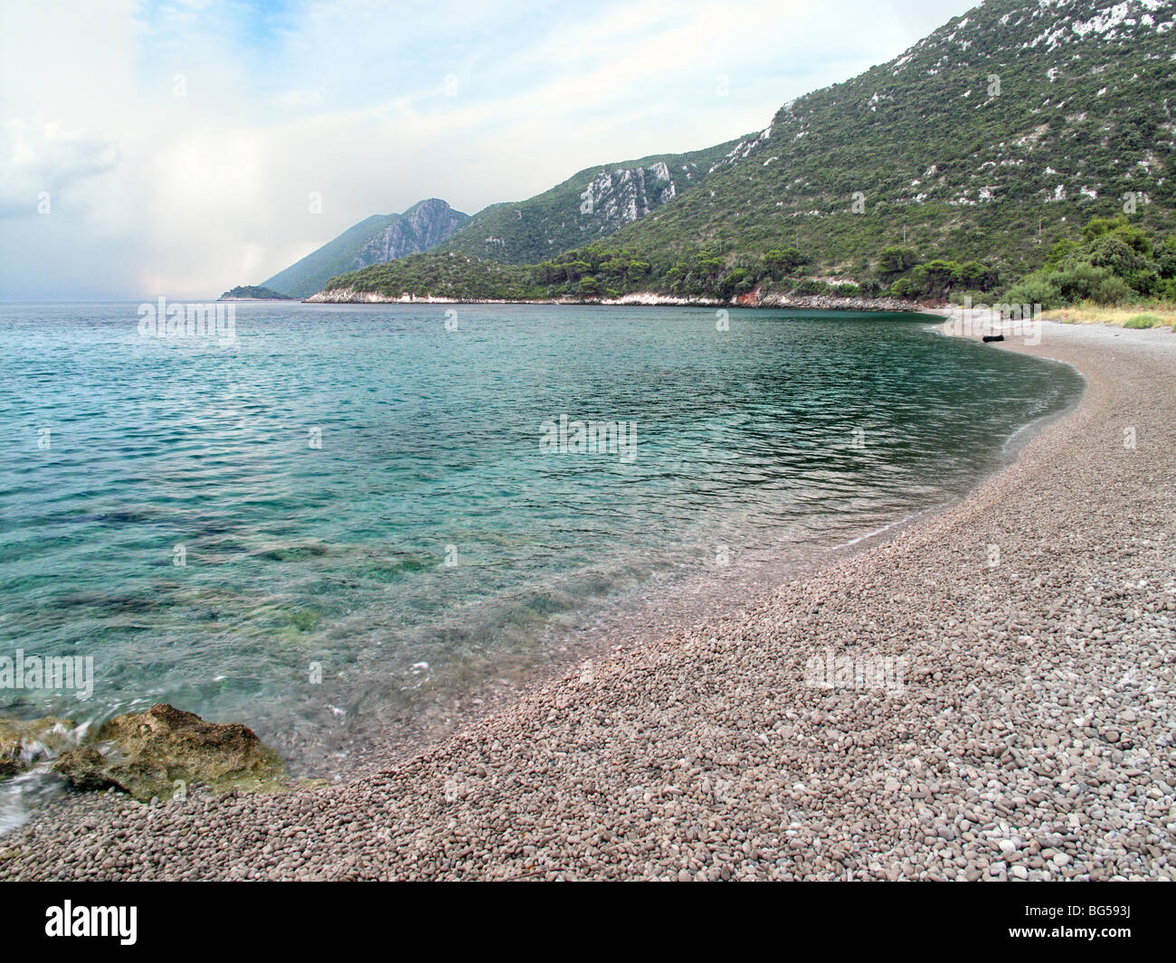 Croatia Adriatic coast Pebbled beach in Duba Peljeska. Peljesac ...