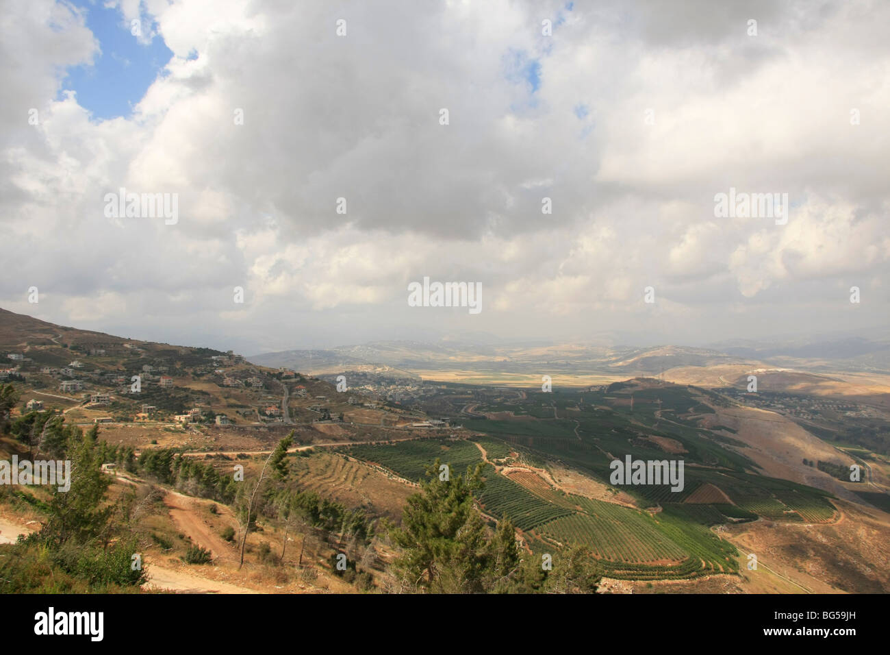 Israel, Upper Galilee, a view of the Lebanon from kibbutz Misgav Am ...