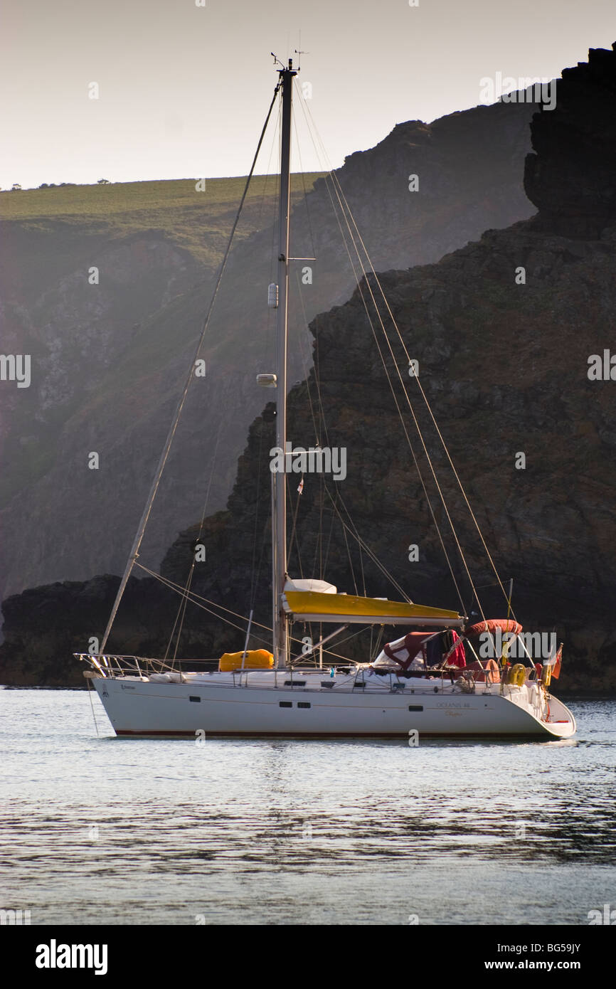 Yacht anchored in Dixcart Bay Sark Channel Islands UK Stock Photo - Alamy