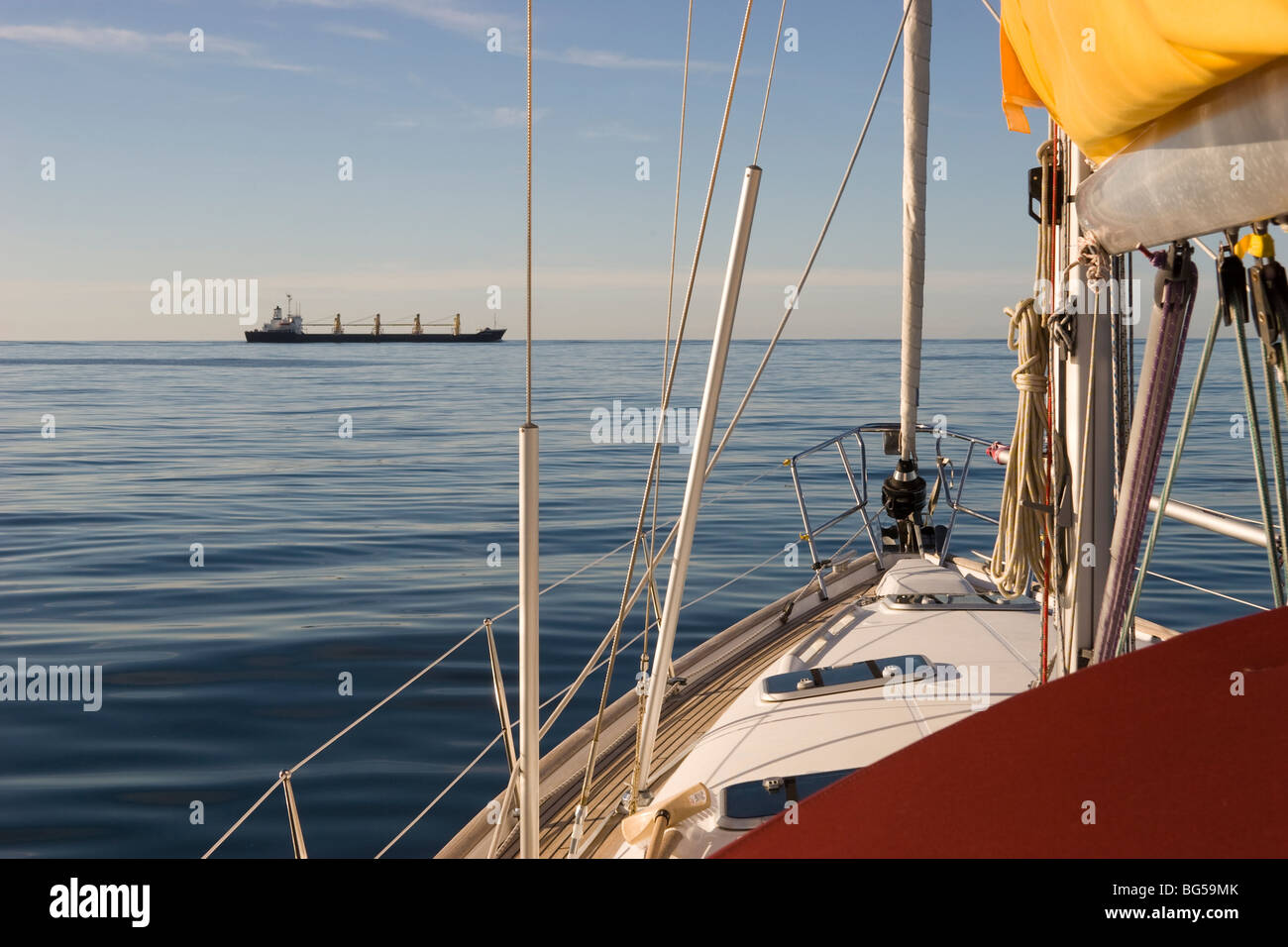 Yacht Crossing Shipping Lanes in English Channel Stock Photo - Alamy