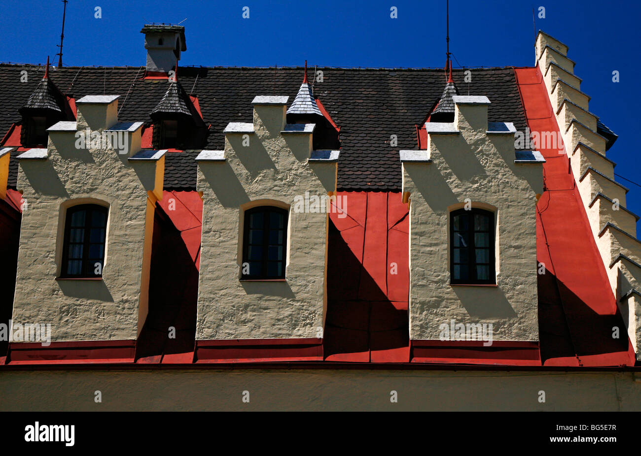 Attic windows in a German village Stock Photo - Alamy