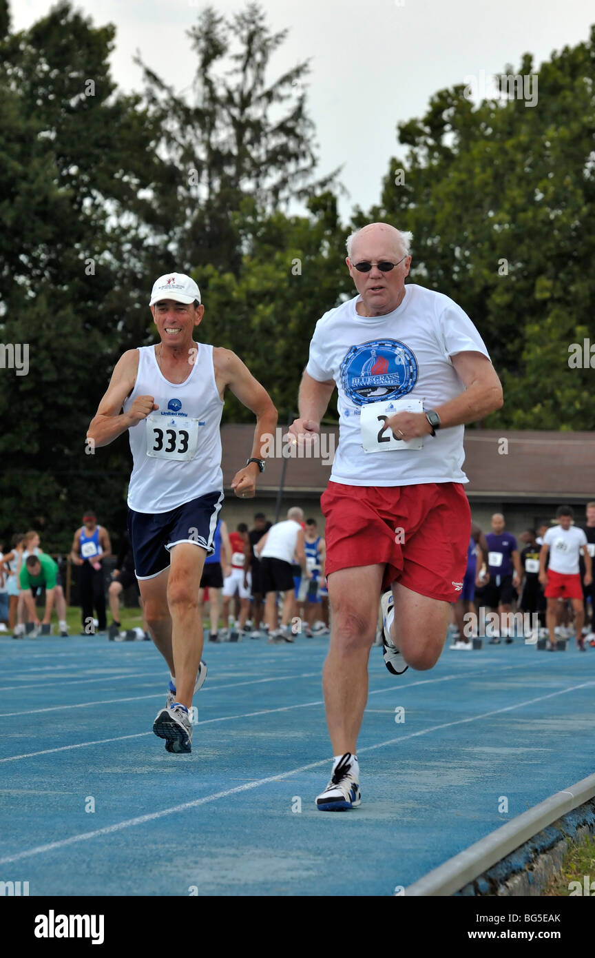 Senior male runners at the Track and Field competition during the ...