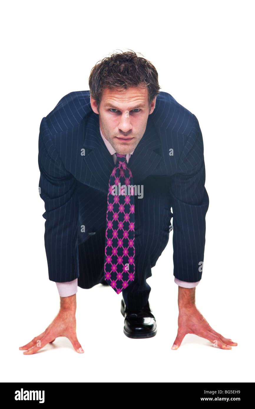 Starting blocks in suit hi-res stock photography and images - Alamy