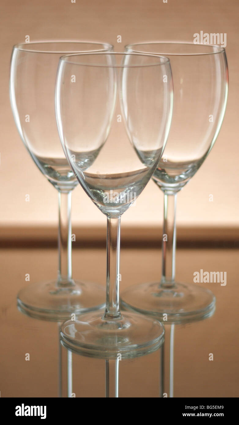 3 empty wine glasses Stock Photo - Alamy