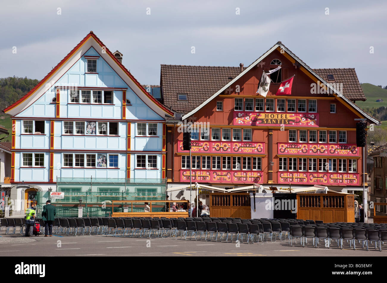 Traditional heritage wooden houses in Appenzell Switzerland Stock Photo ...