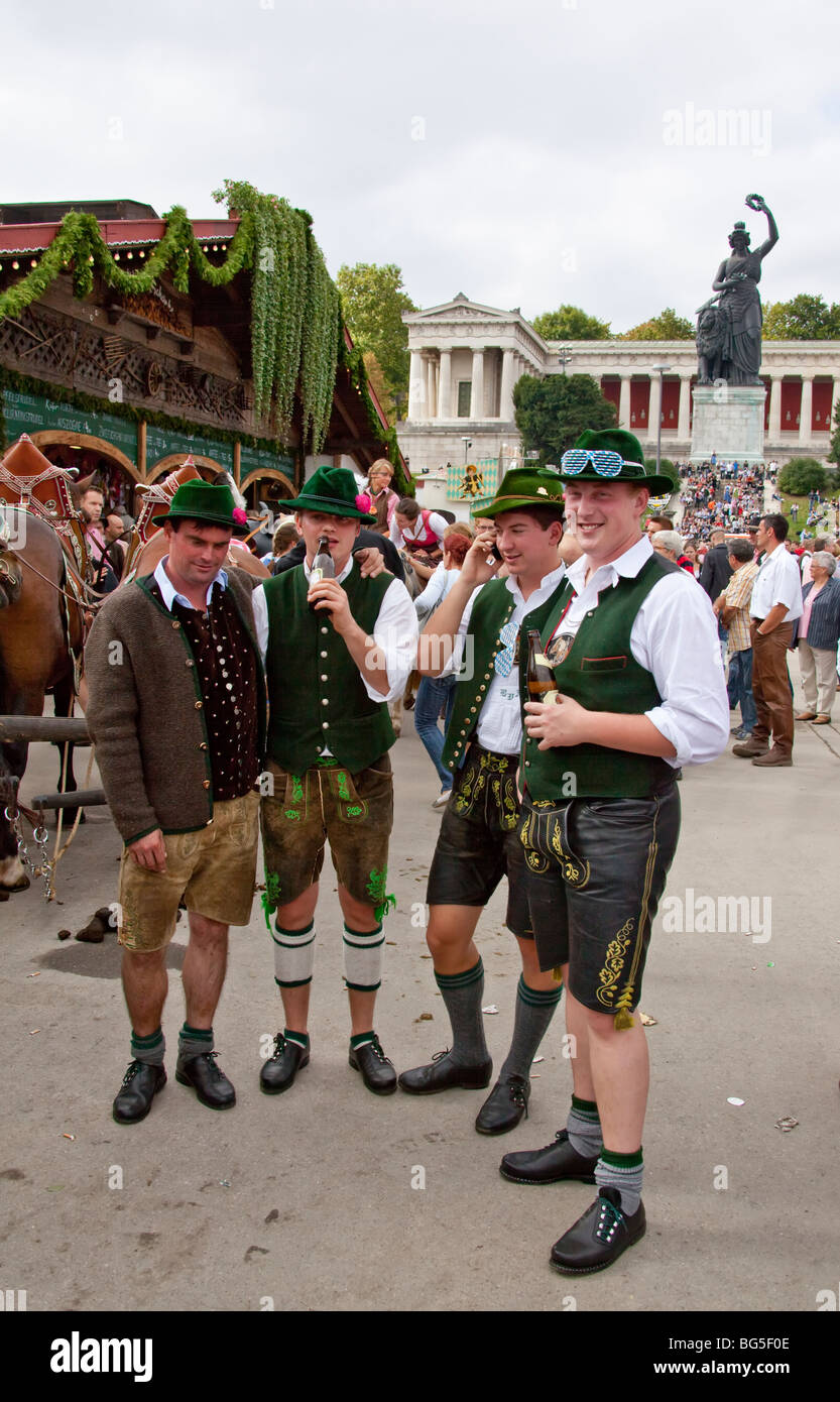 Group of young men in traditional clothes at the Oktoberfest Munich ...