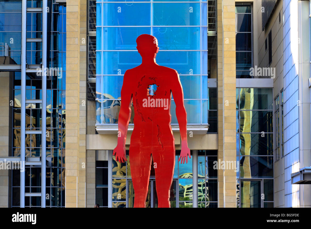 Red statue in Cape Town, South Africa, in front of the Cape Town ...