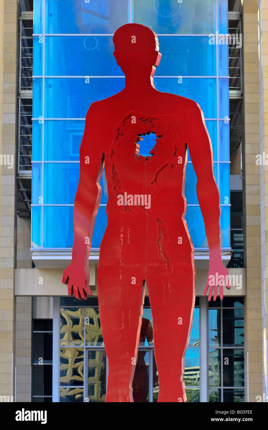 Red statue in Cape Town, South Africa, in front of the Cape Town ...