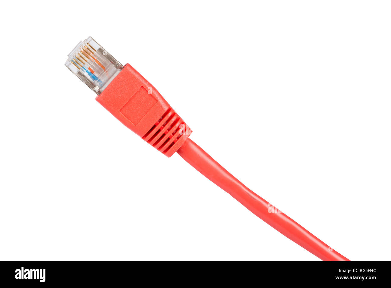 Computer network cable isolated on white background. Shallow depth of ...
