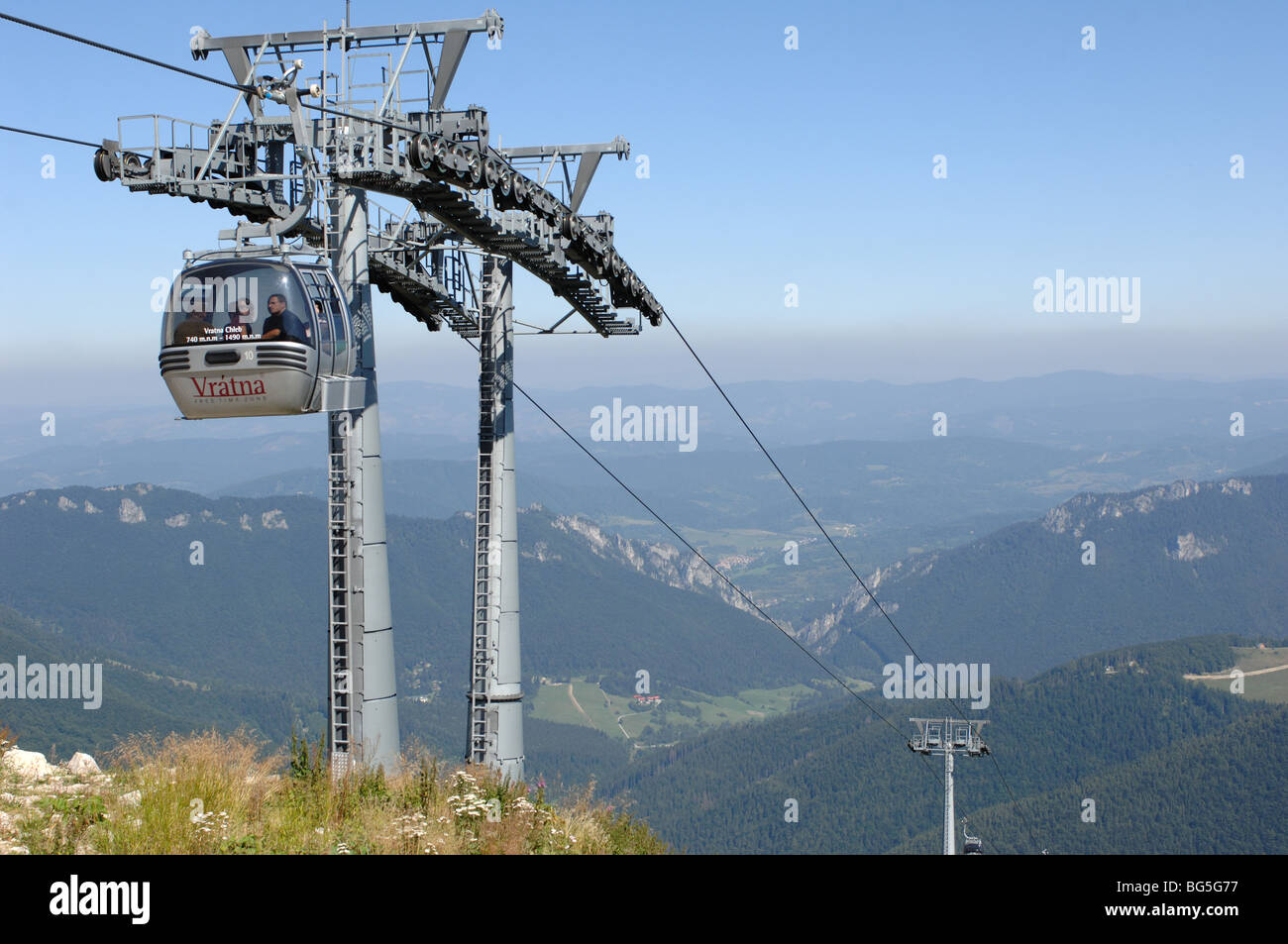 Ski lift to the top of Chleb mountain in the Vratna region in Mala ...