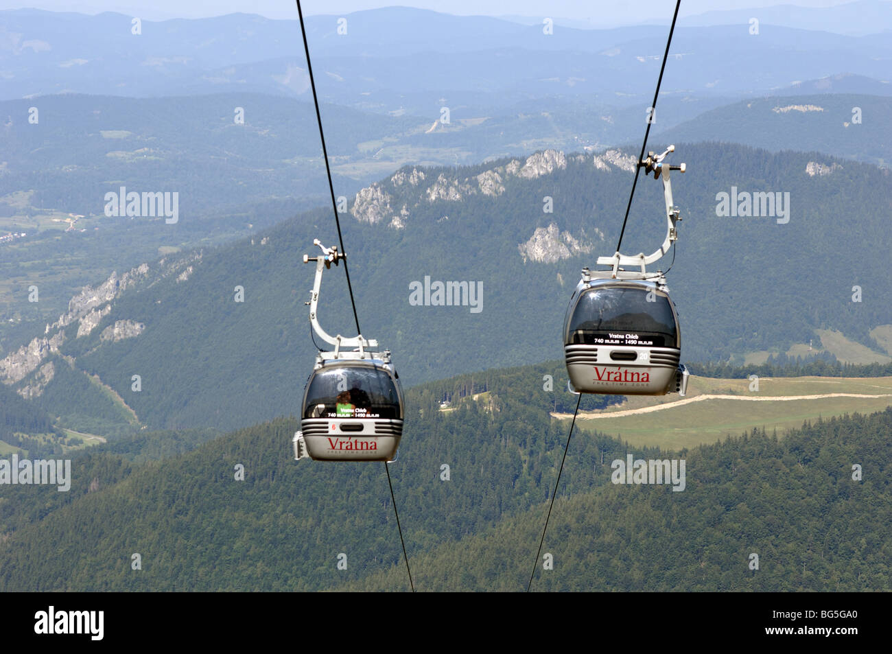Ski lift to the top of Chleb mountain in the Vratna region in Mala ...