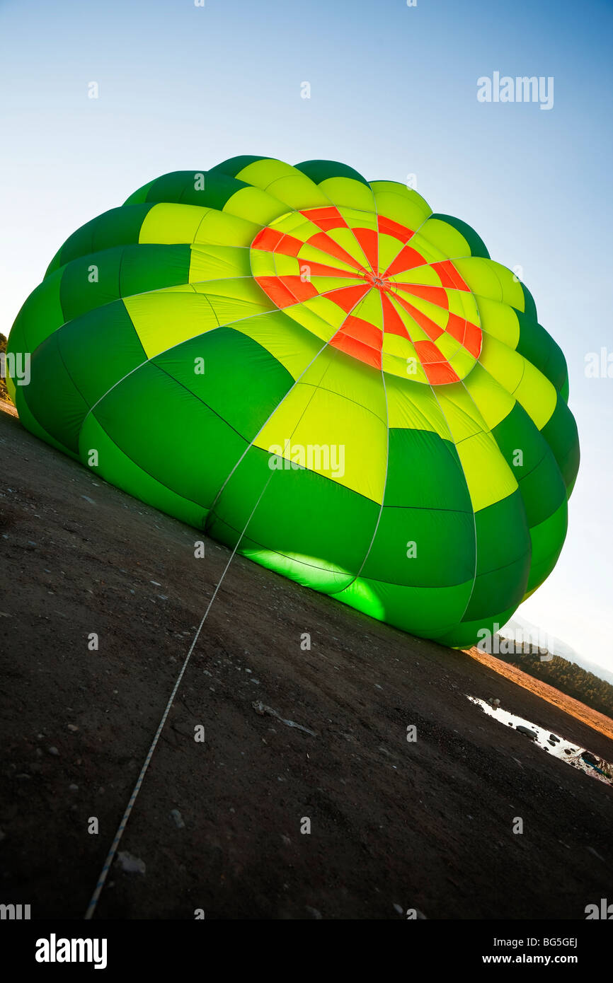 Hot air balloon being inflated Stock Photo - Alamy