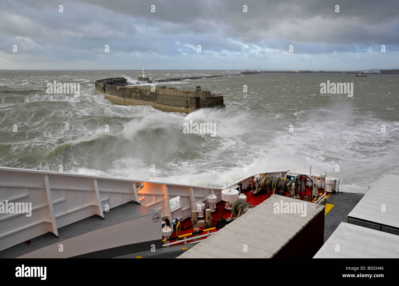 Cross channel ferry leaving dover port in stormy seas Stock Photo - Alamy