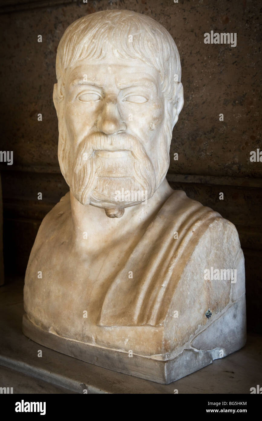 Portrait bust of the poet Pindar in the Capitoline Museum. Roman copy ...