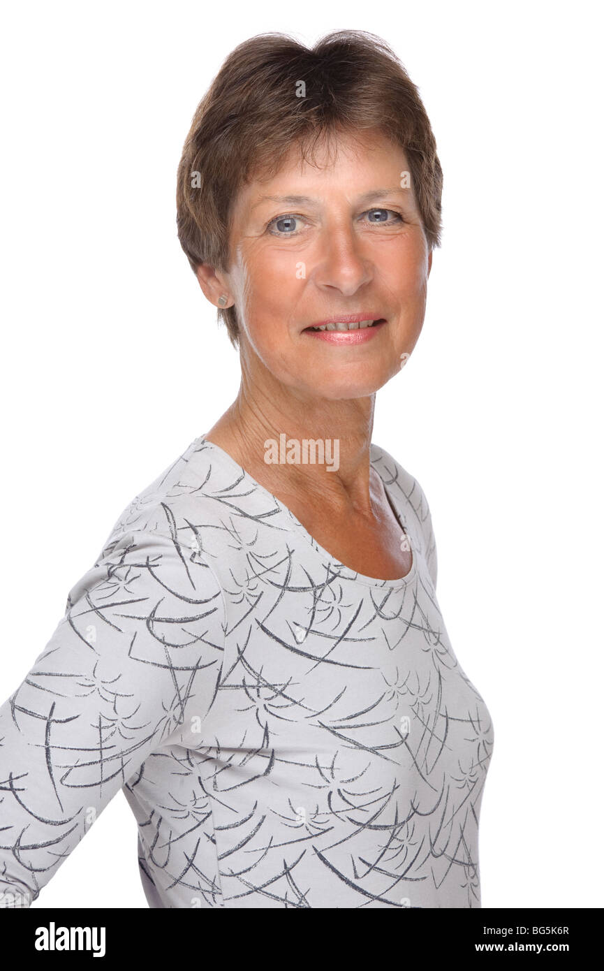 Full isolated portrait of a beautiful senior woman Stock Photo - Alamy