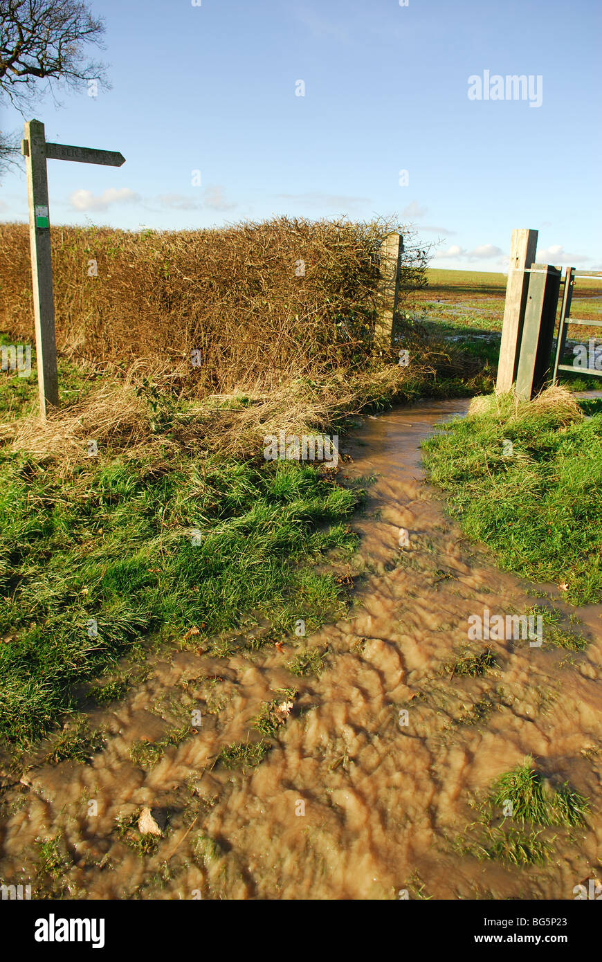 Flooded Public Footpath Stock Photo - Alamy