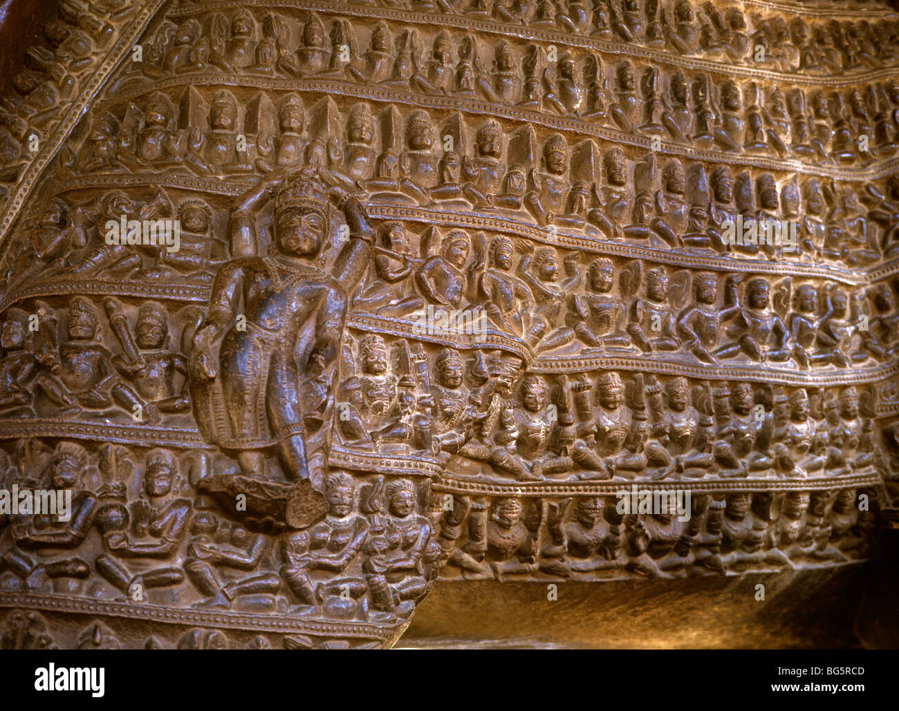 India, Madhya Pradesh, Khajuraho, decoration on boar incarnation statue ...