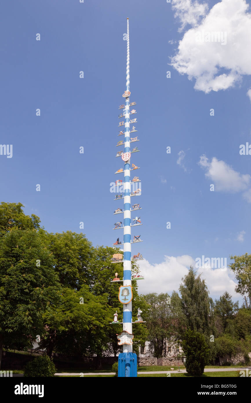Rottenbuch Bavaria Germany Europe. Bavarian totem pole Stock Photo - Alamy