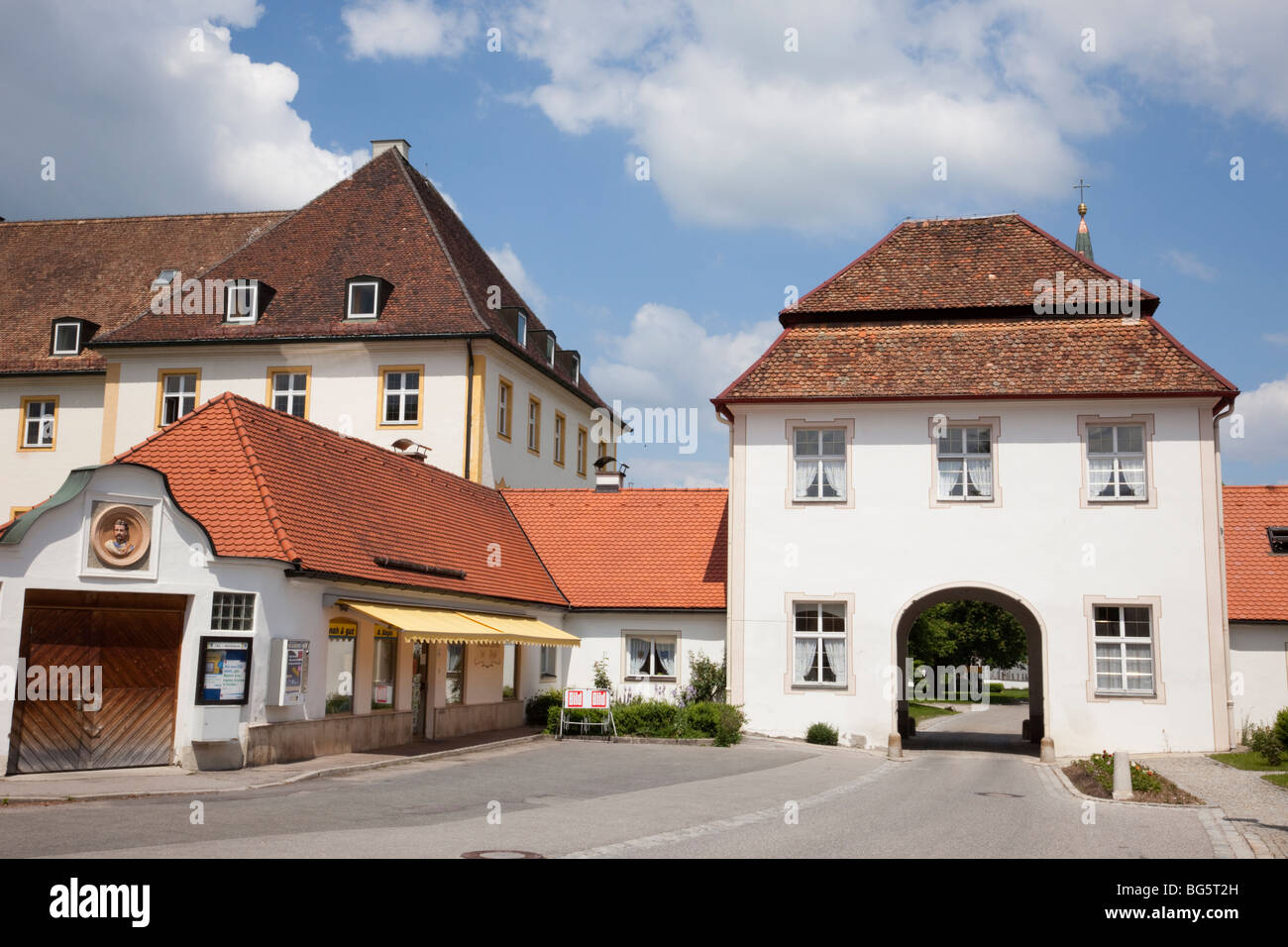 Rottenbuch Bavaria Germany Europe. Gatehouse entrance to small Bavarian ...