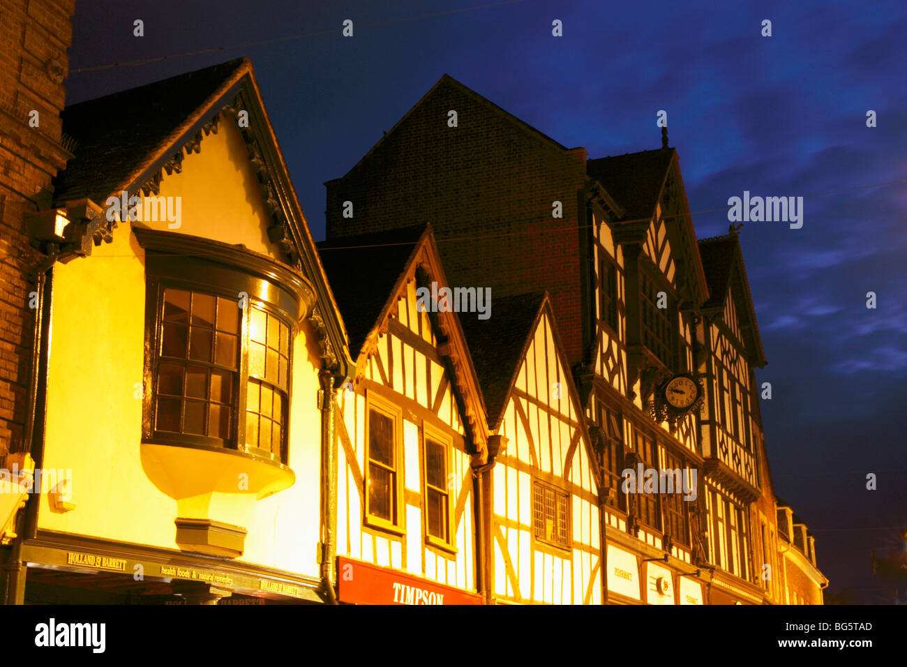 Winchester high street at night. Winchester, Hampshire, England, UK ...